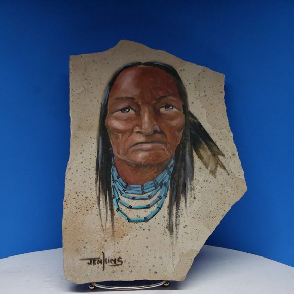 Handmade | Accents | Native American Man Painting On Sandstone By ...